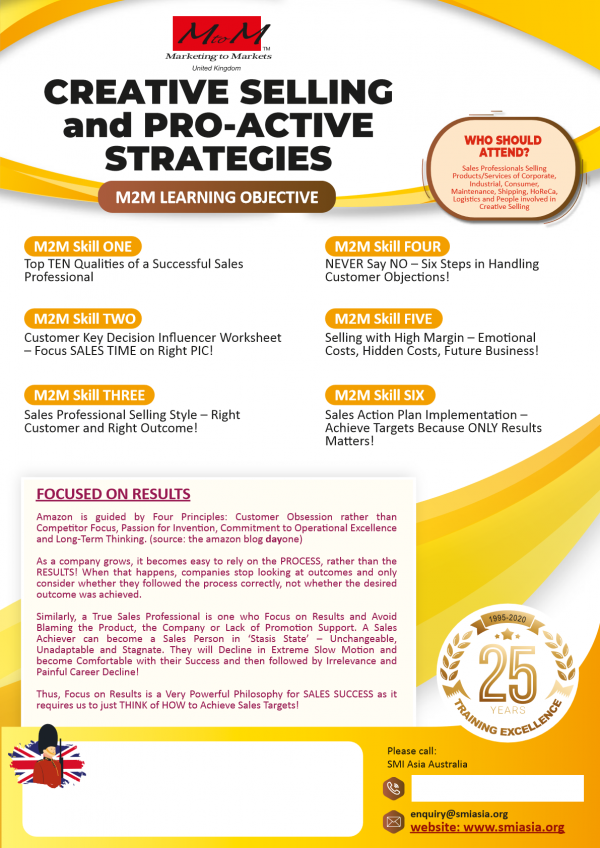 Creative Selling & Pro-Active Strategies – SMI ASIA Australia