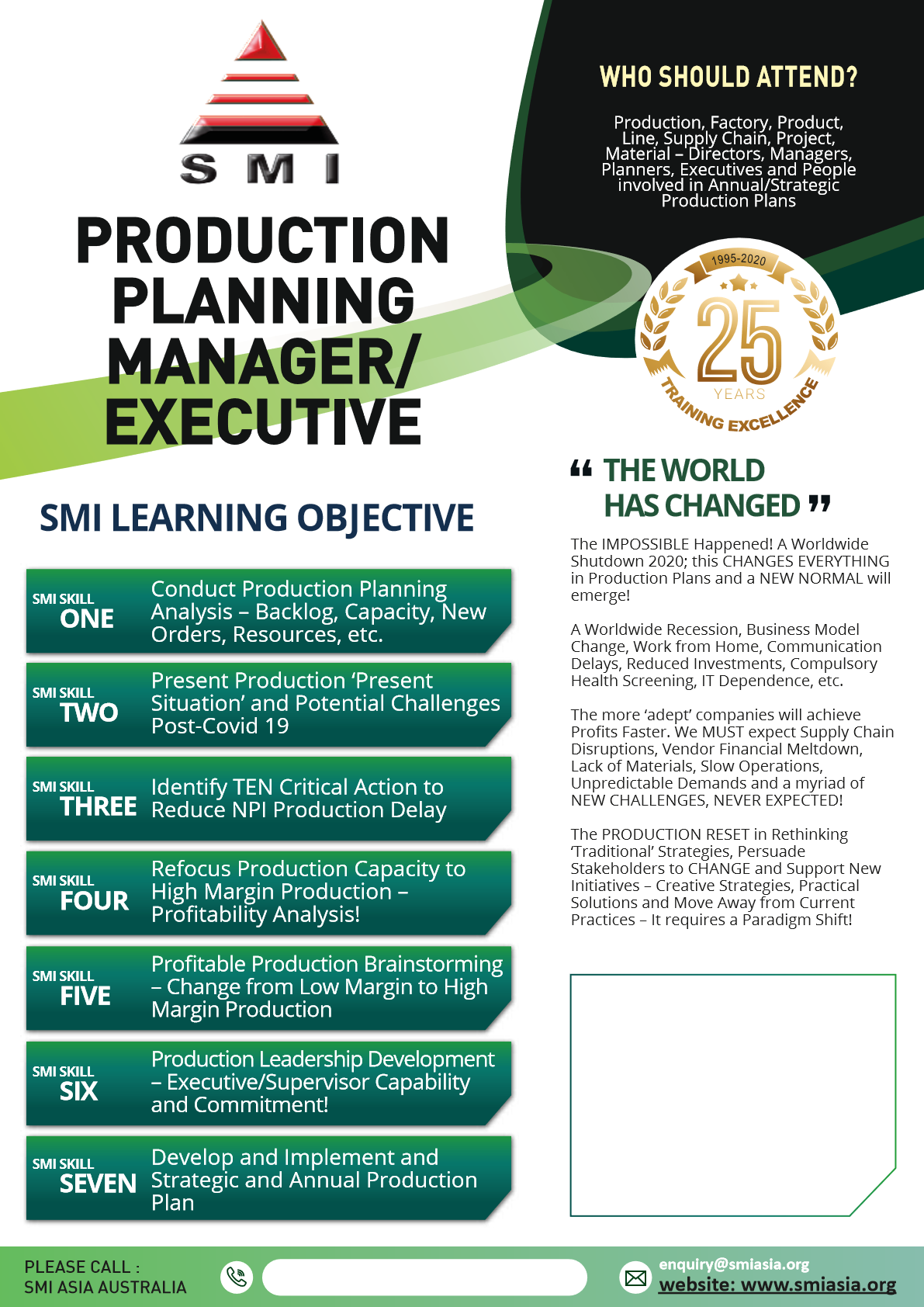 Production Planning Manager / Executive – SMI ASIA Australia