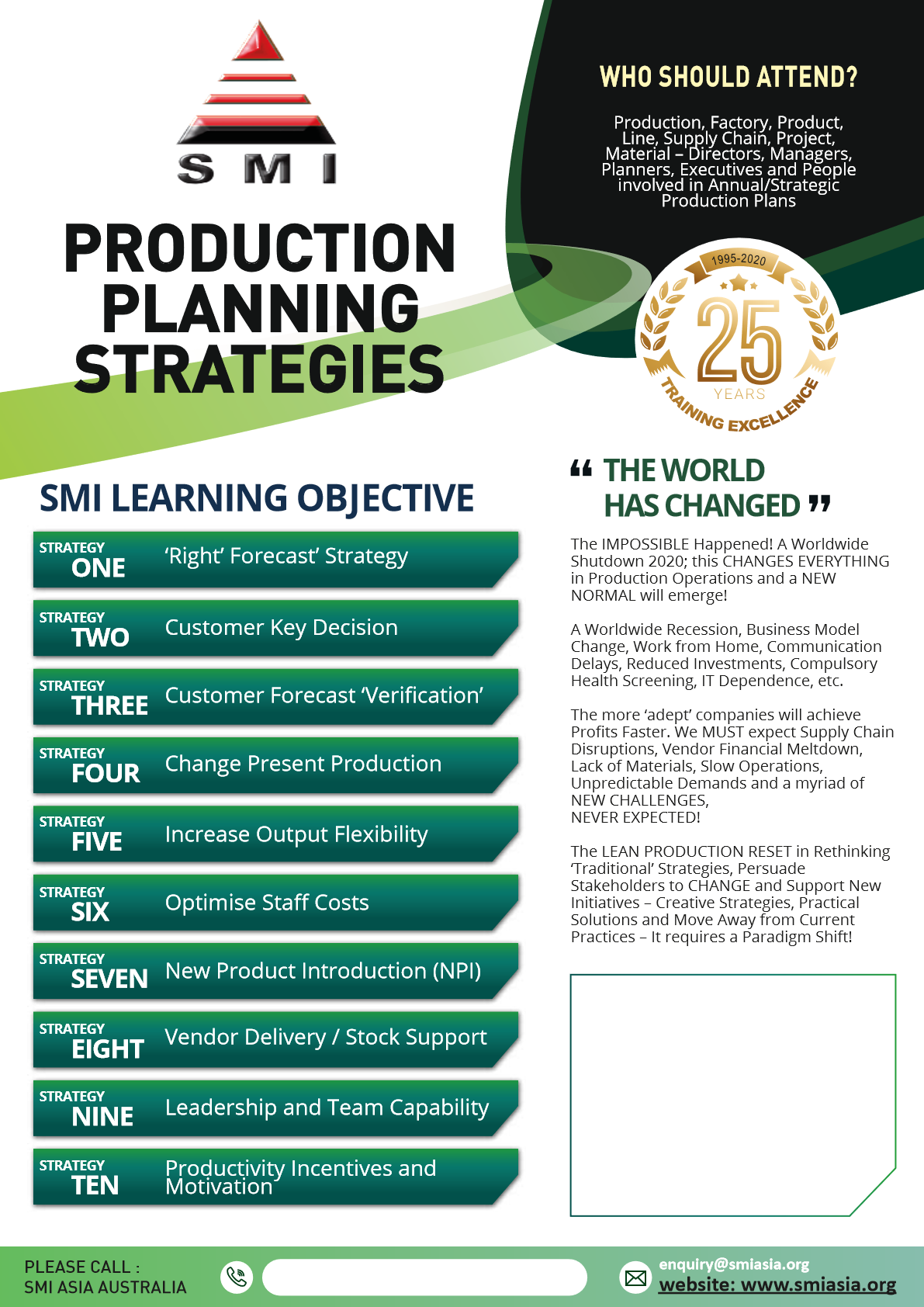 Production Planning Strategies – SMI ASIA Australia